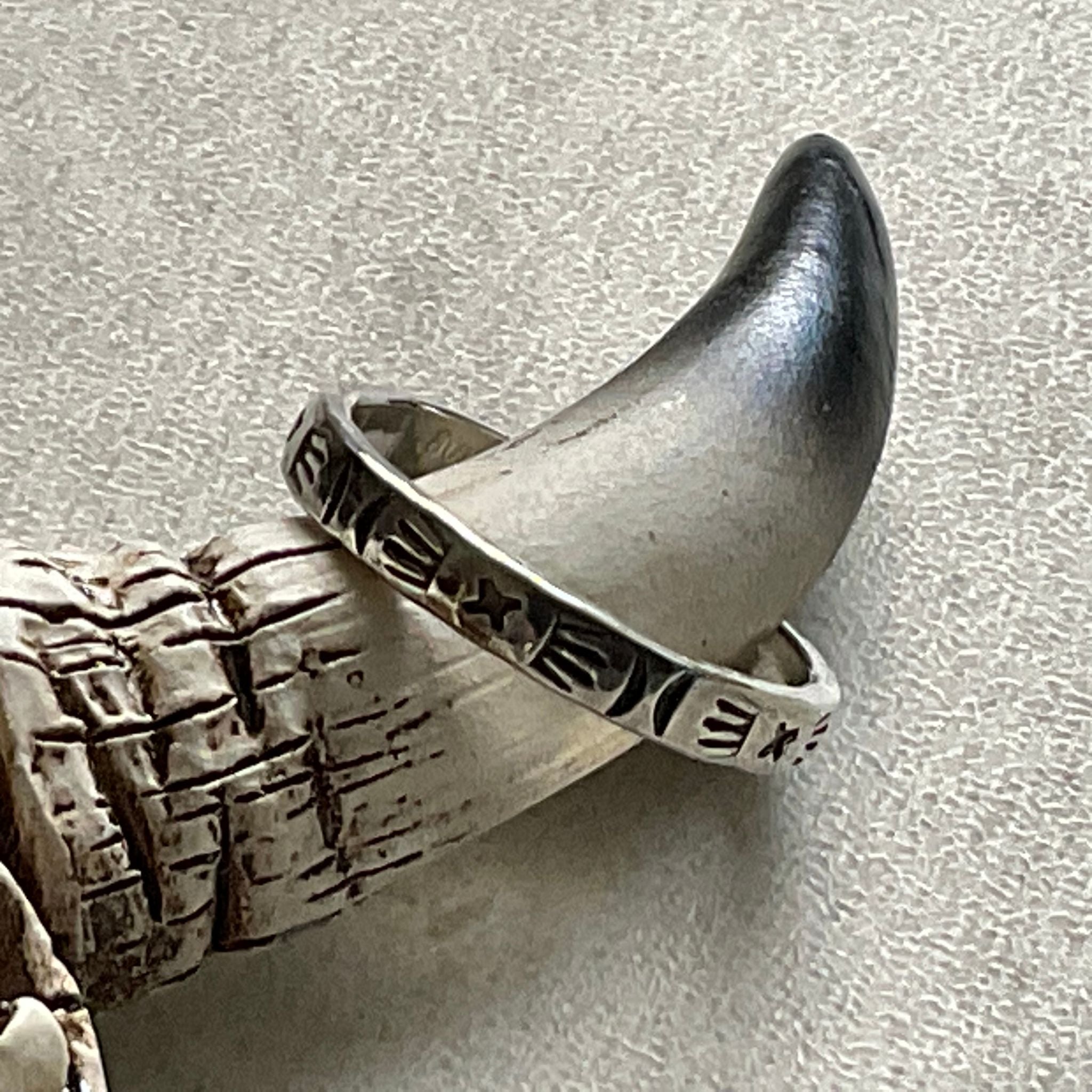 Western Silver Stamped Stacker Rings - Rustik-D