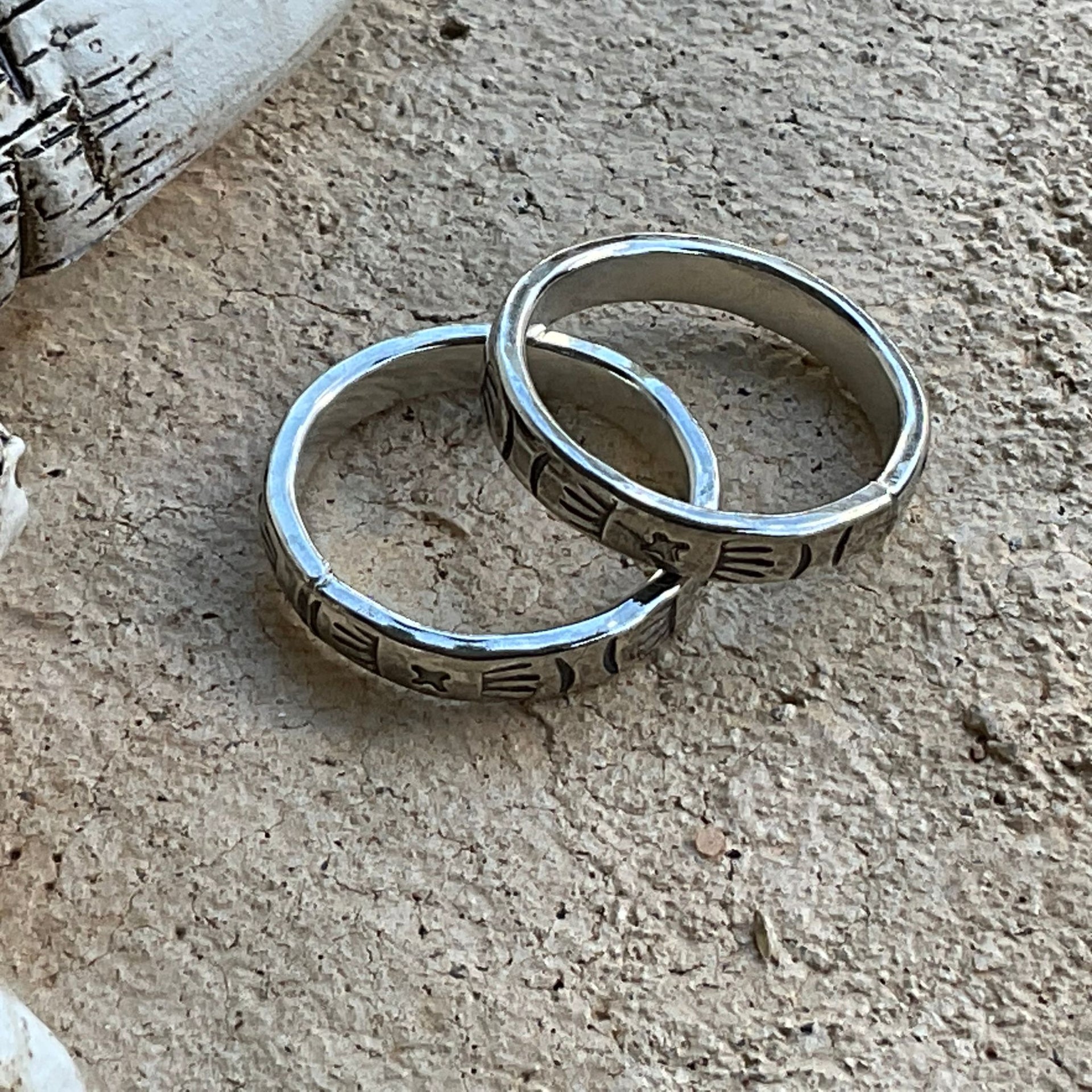 Western Silver Stamped Stacker Rings - Rustik-D