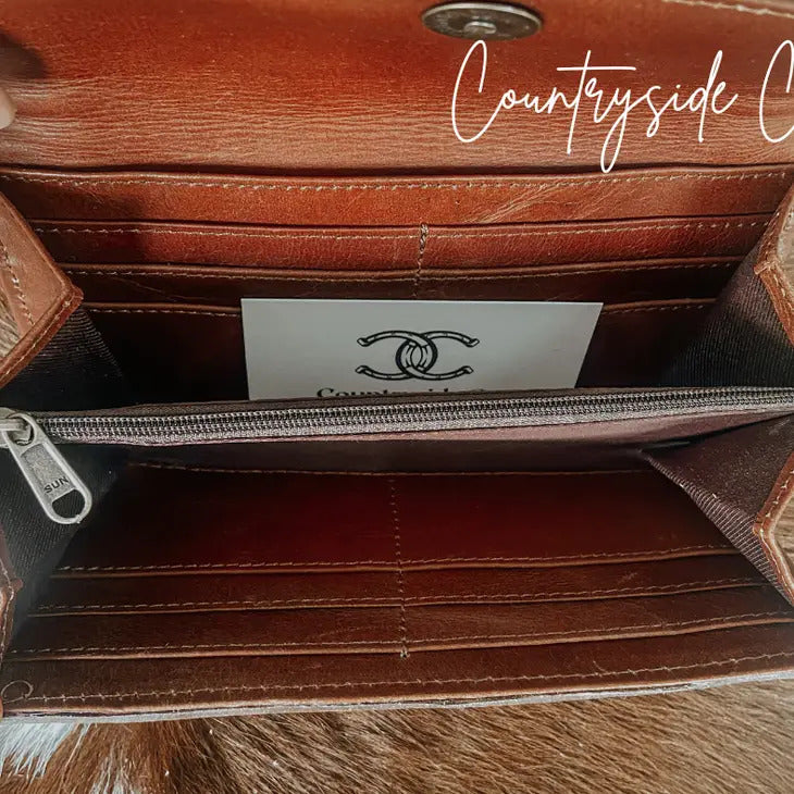 Tooled Leather And Cowhide Wallet – Rustik-D